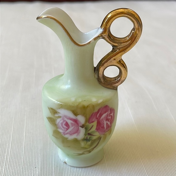 Accents | Vintage Mini Hand Painted Gold Trim Pitcher 3 Tall | Poshmark